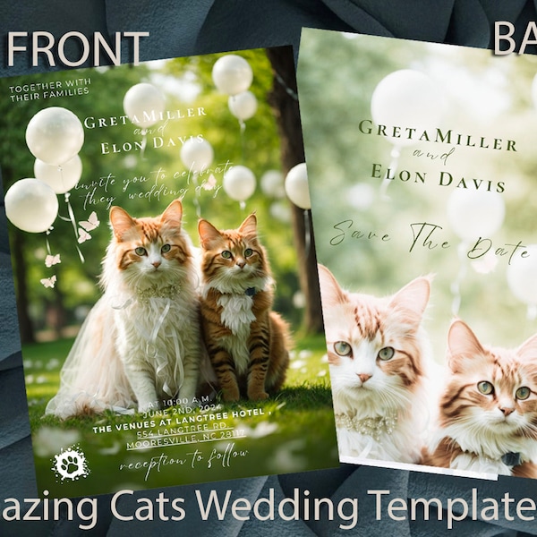 Cat Themed Wedding Invitations - Etsy