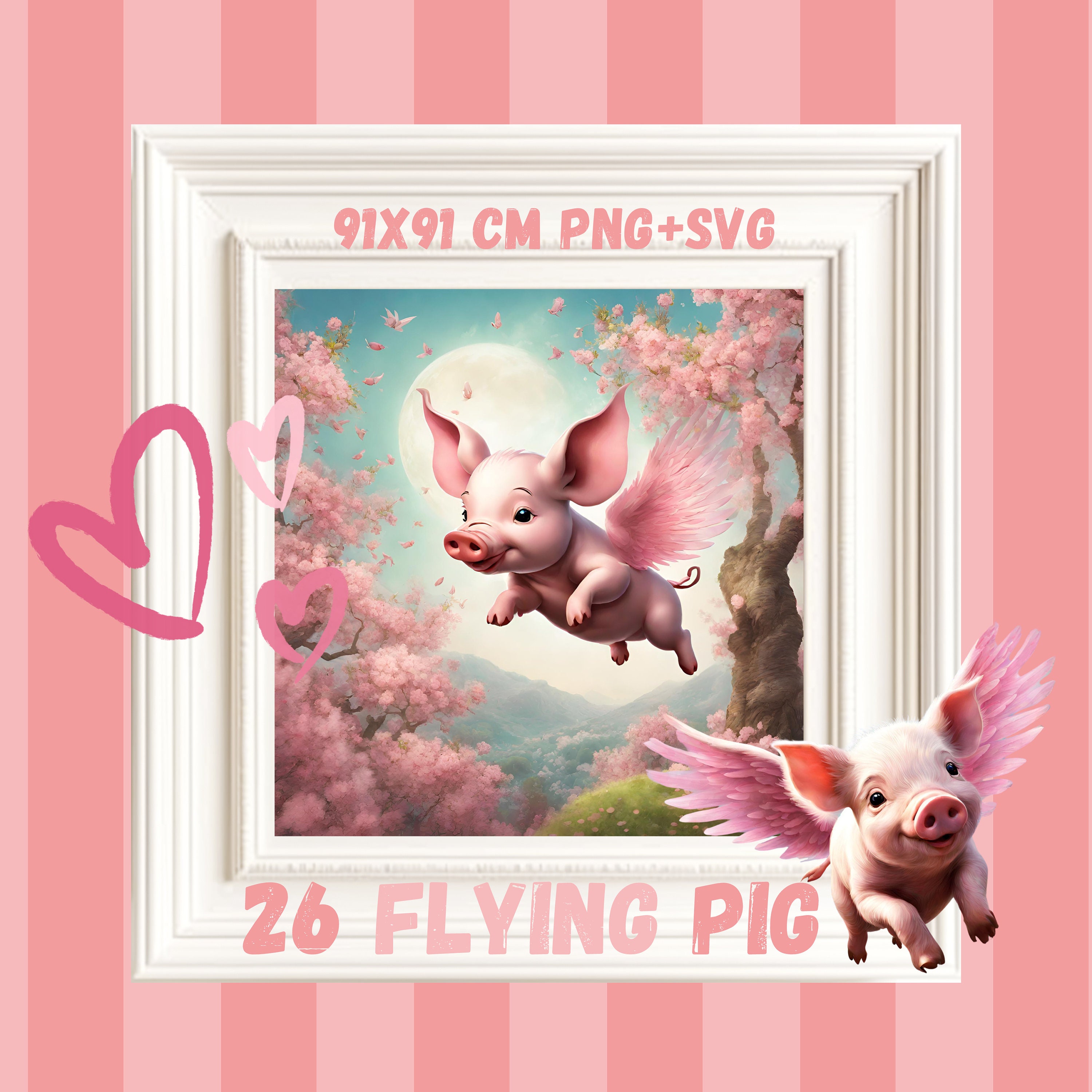 Flying Pigs Art Flying Pigs Drawing Files Bundle 26 Digital - Etsy