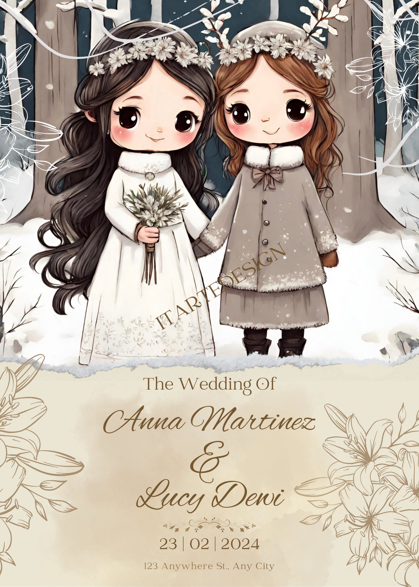 Lesbian Wedding Invitations Template Cute Ideas Same Sex Women Lesbian ...