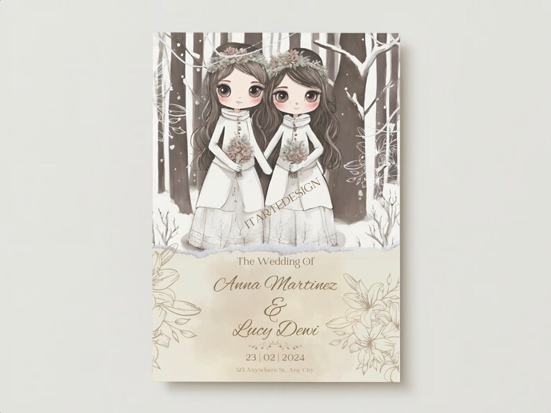 Lesbian Wedding Invitations Template Ideas Same Sex Women Wedding ...
