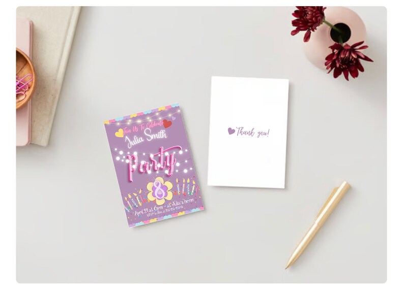 Editable Birthday Invitation Purple Lights Join Us Party Invitation ...