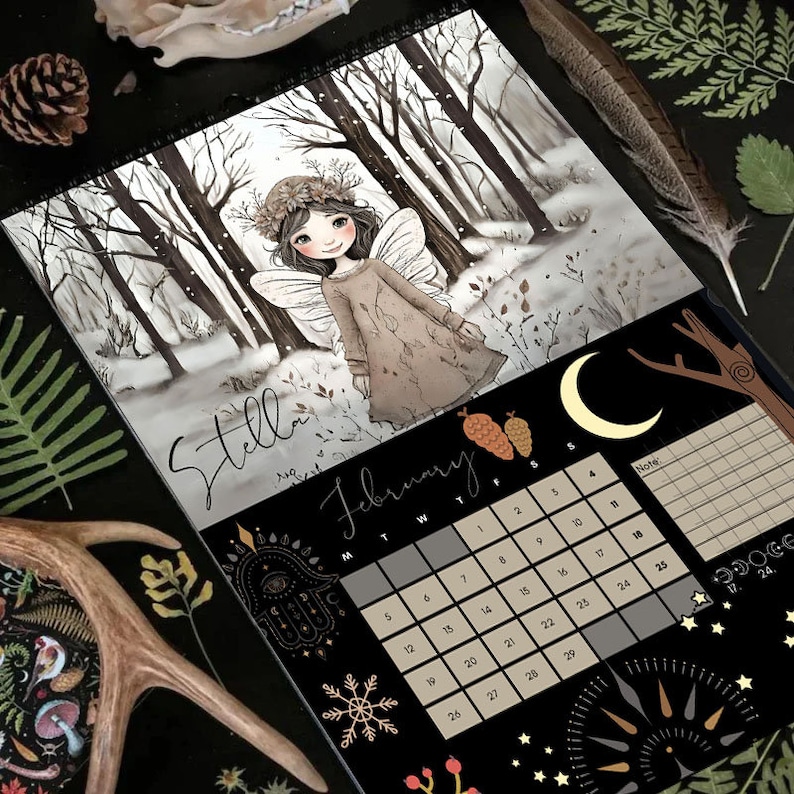 Cute Fairy Garden Calendar Printable Calendar 2024 Monthly Planner Note ...