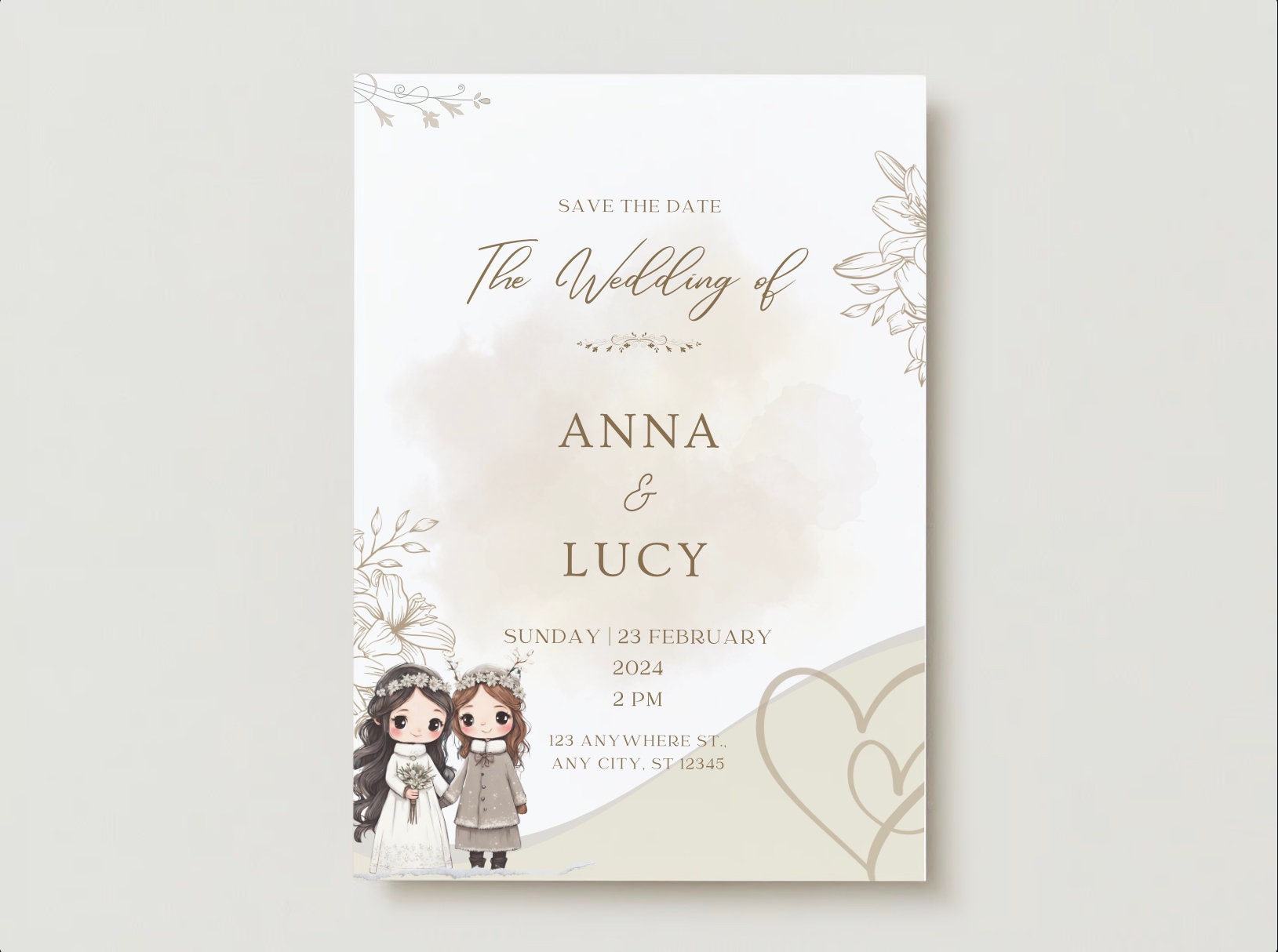 Lesbian Wedding Invitations Template Cute Ideas Same Sex Women Lesbian ...