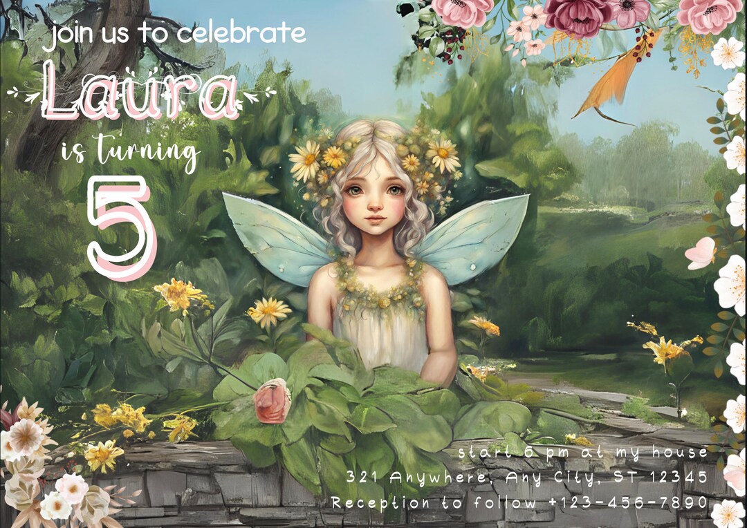 Cute Fairy First Birthday Invitation Fairy Garden Birthday Fairy Forest ...