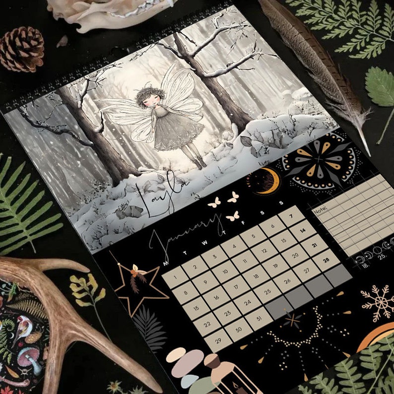 Cute Fairy Garden Calendar Printable Calendar 2024 Monthly Planner Note ...