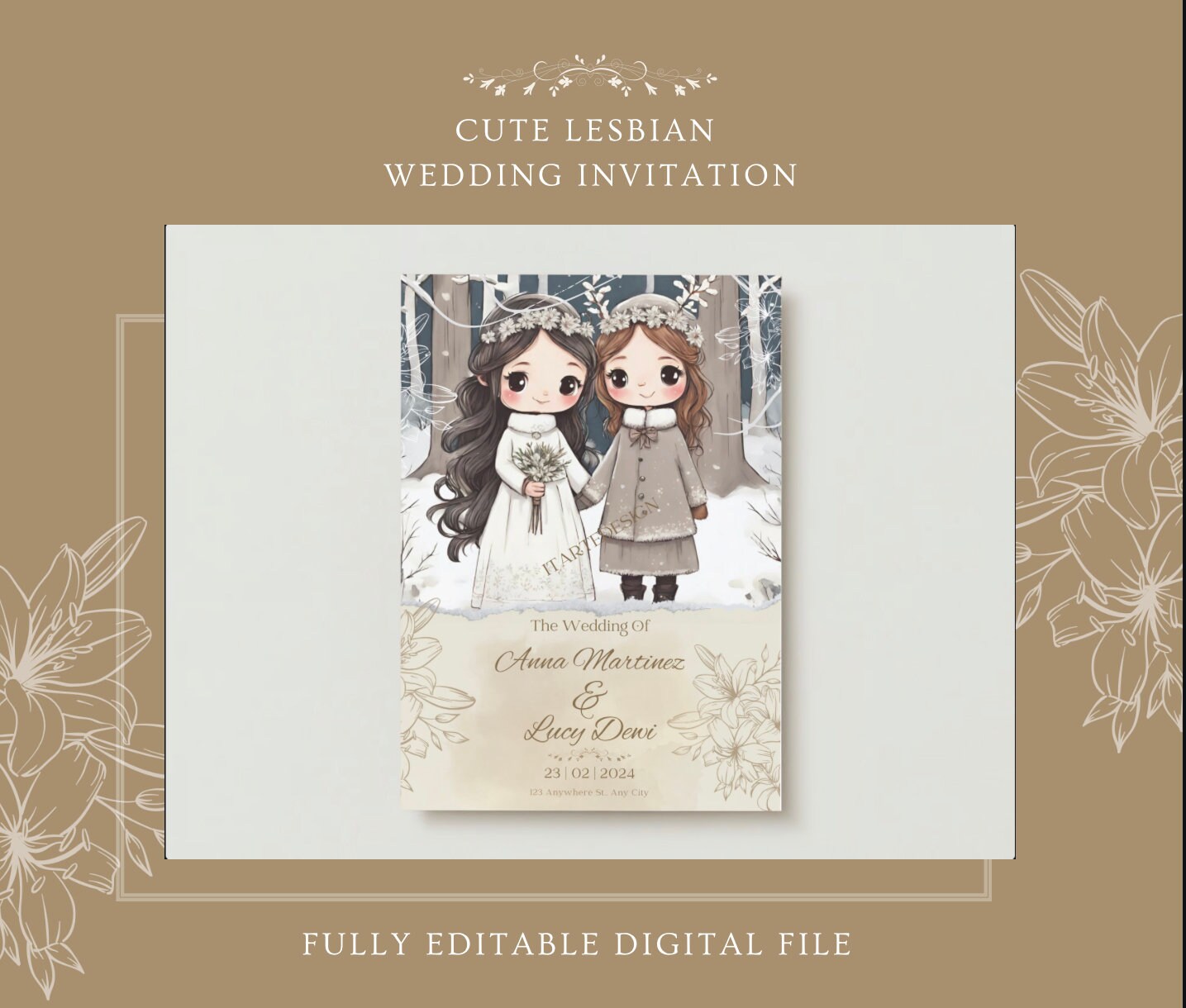 Lesbian Wedding Invitations Template Cute Ideas Same Sex Women Lesbian ...