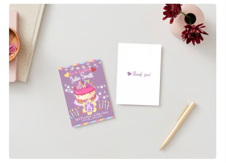 Editable Birthday Invitation Purple Cake Join Us Party Template Instant ...