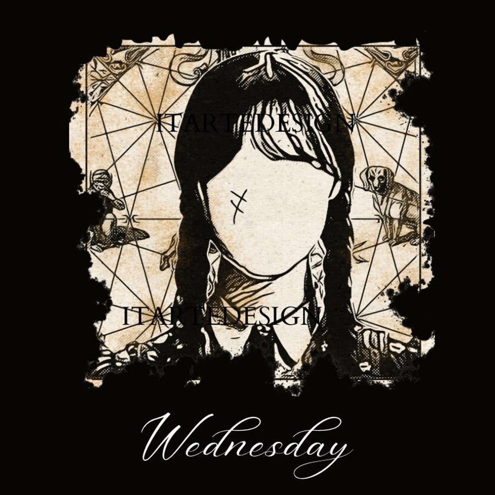 Wednesday Addams Design Character Monogram Digital File for Wall Art 90 ...