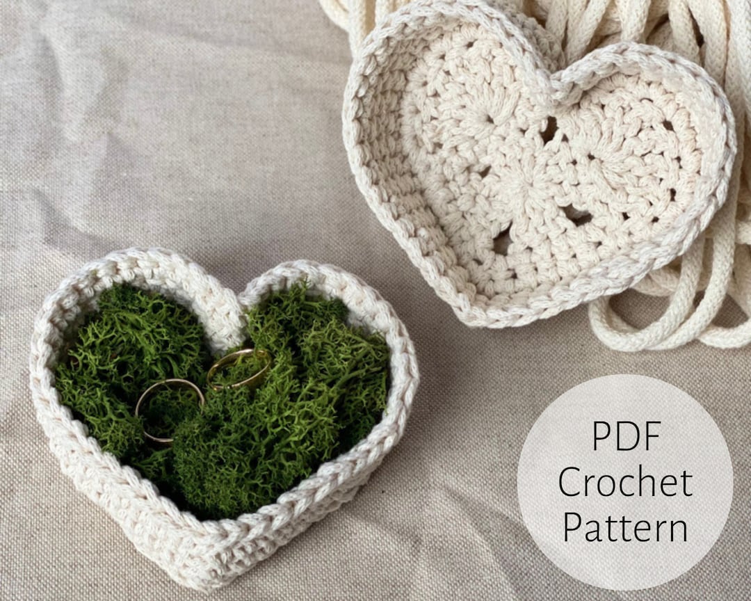 Crochet Heart Basket PDF Pattern Handmade Valentine's Day Gift Crochet ...
