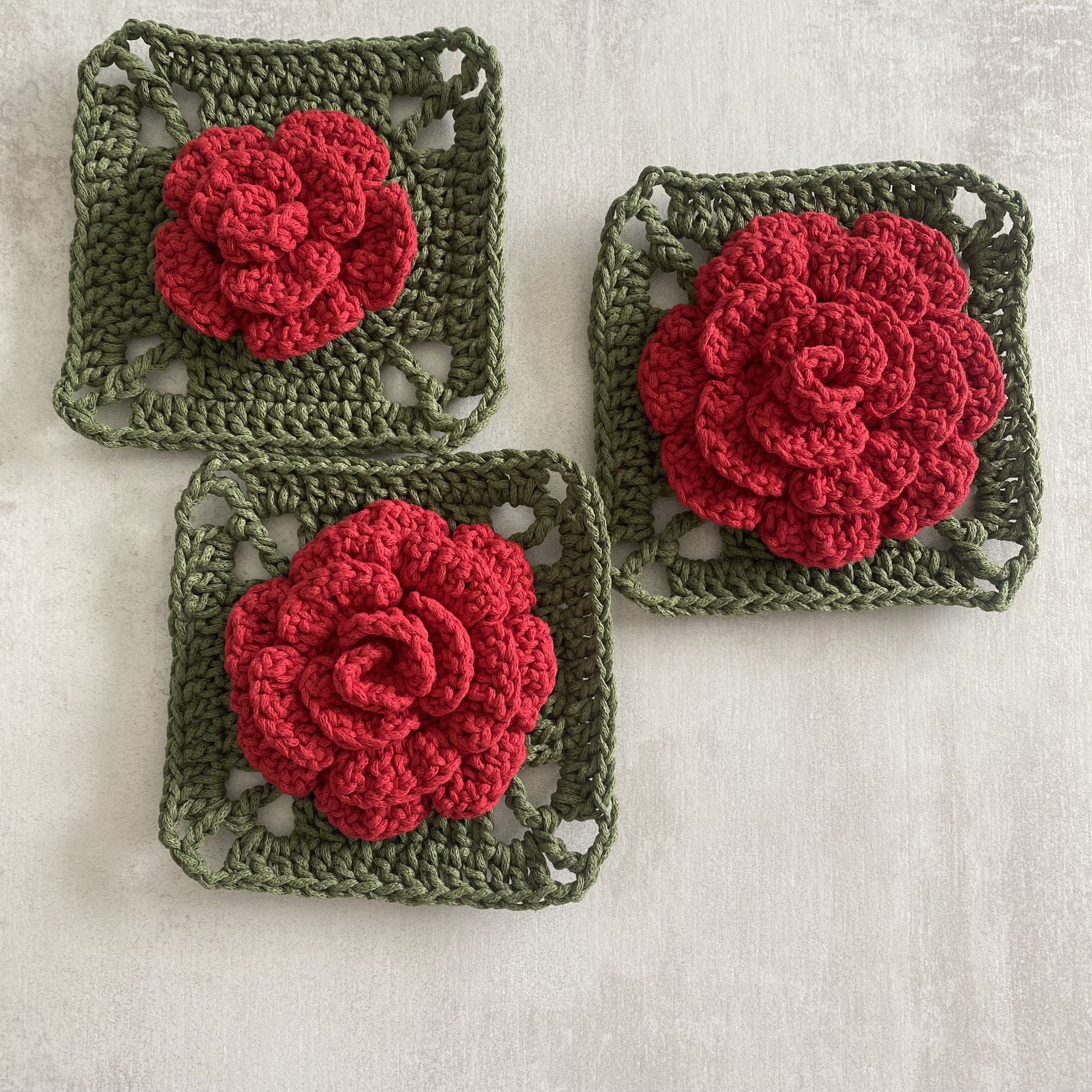 Crochet Roses Granny Squares Floral Granny Square - Etsy