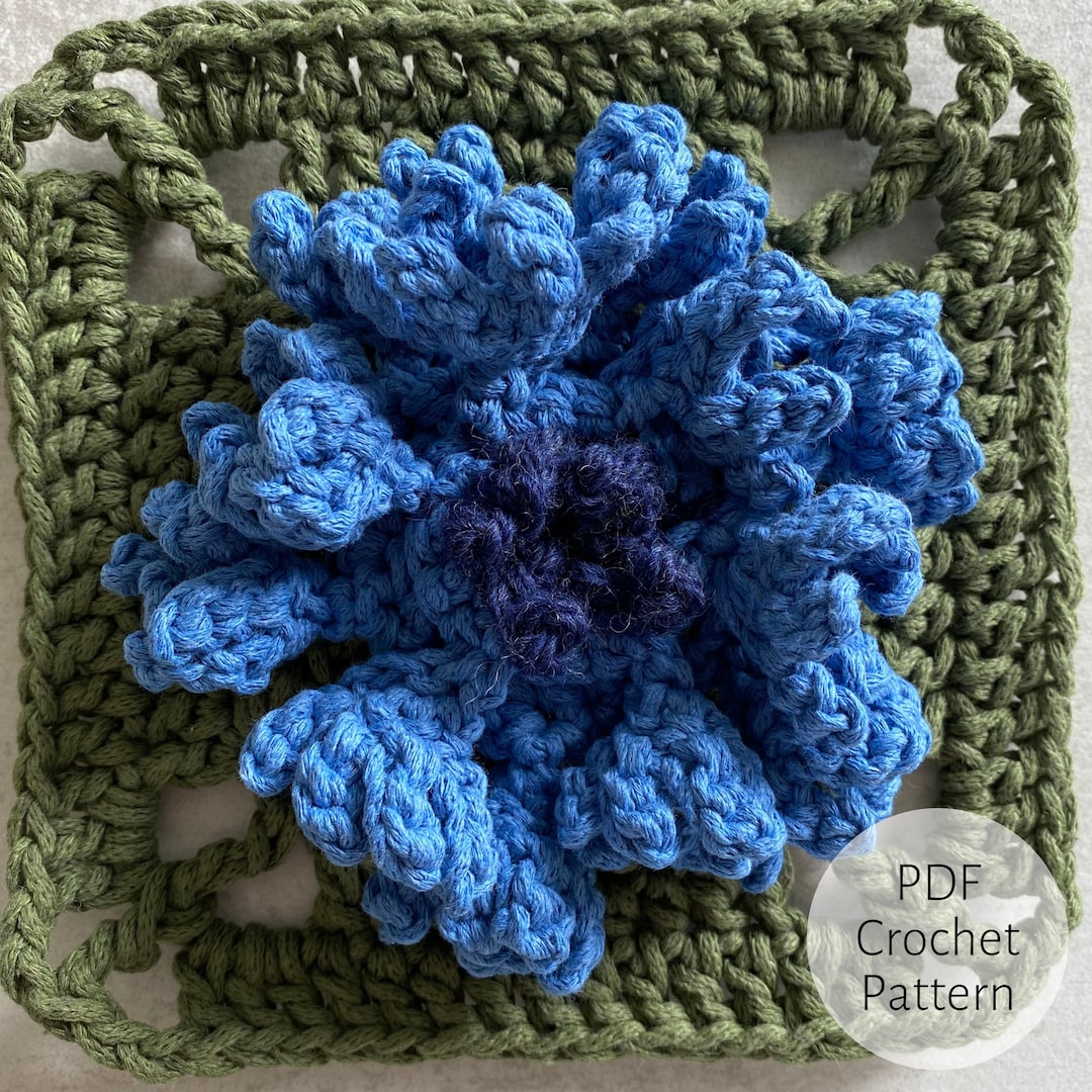 Cornflower Flower Granny Square Crochet Pattern - Etsy