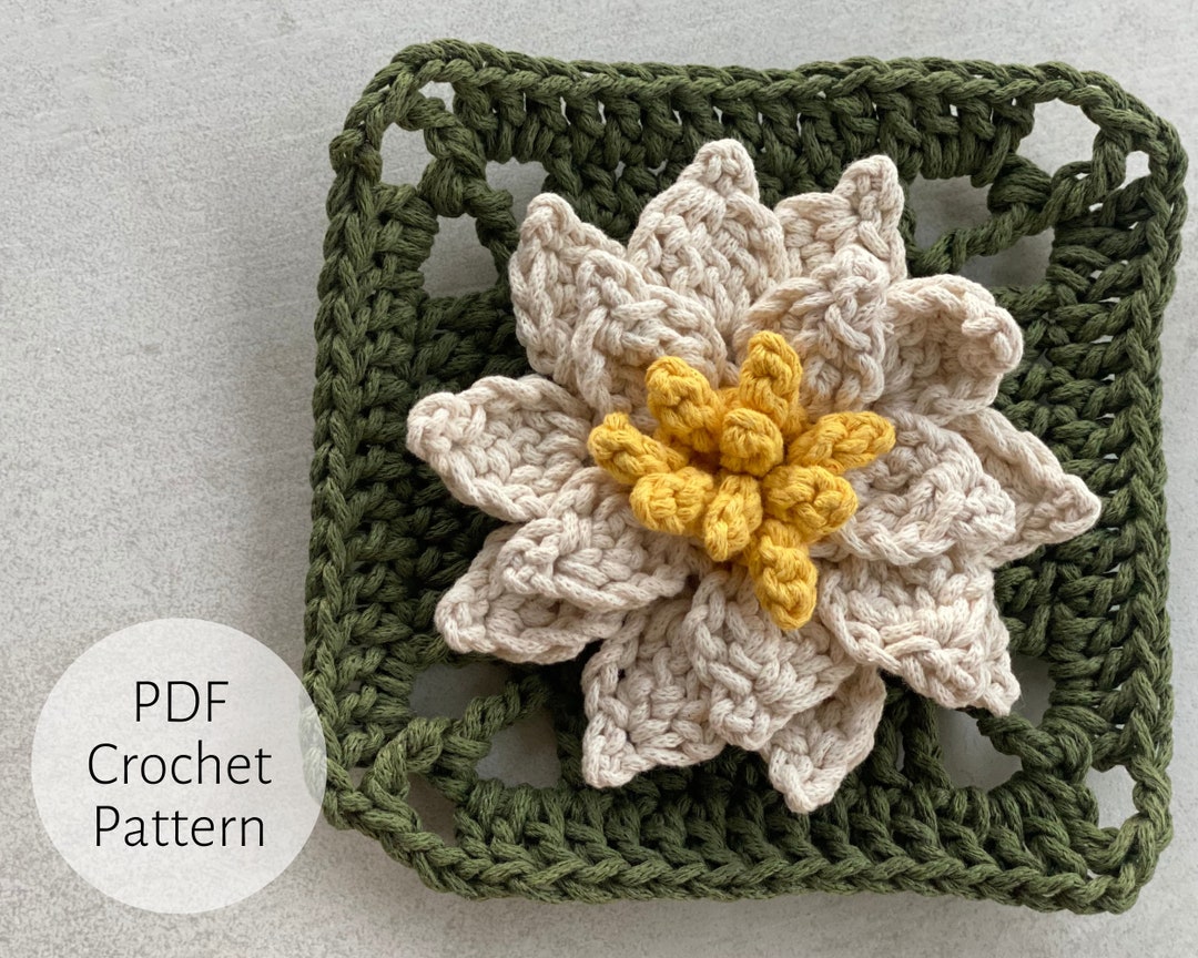 Crochet Water Lily Granny Square Pattern (PDF Download) - Etsy