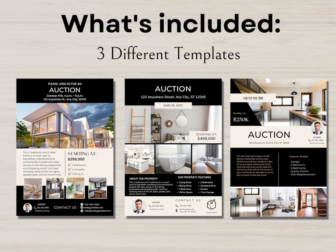 Auction Flyer Template, Real Estate Flyer Templates, Real Estate ...