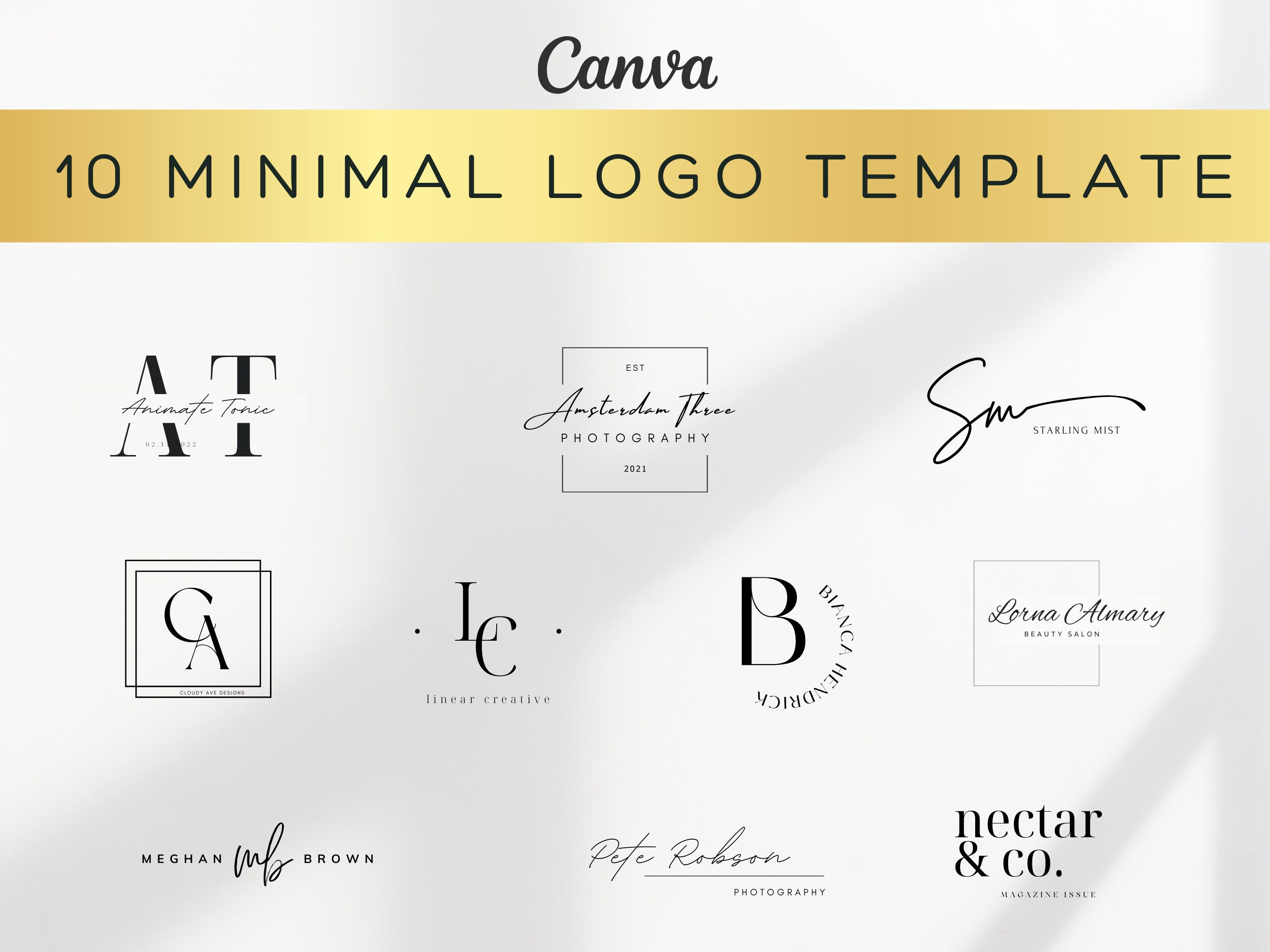 10 Minimal Logo Design Bundle, Canva Template, DIY Custom Logo Design ...