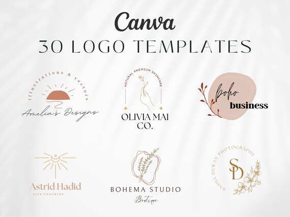 Boho Logo Bundle Template 30 Pack Custom Logo Design DIY - Etsy