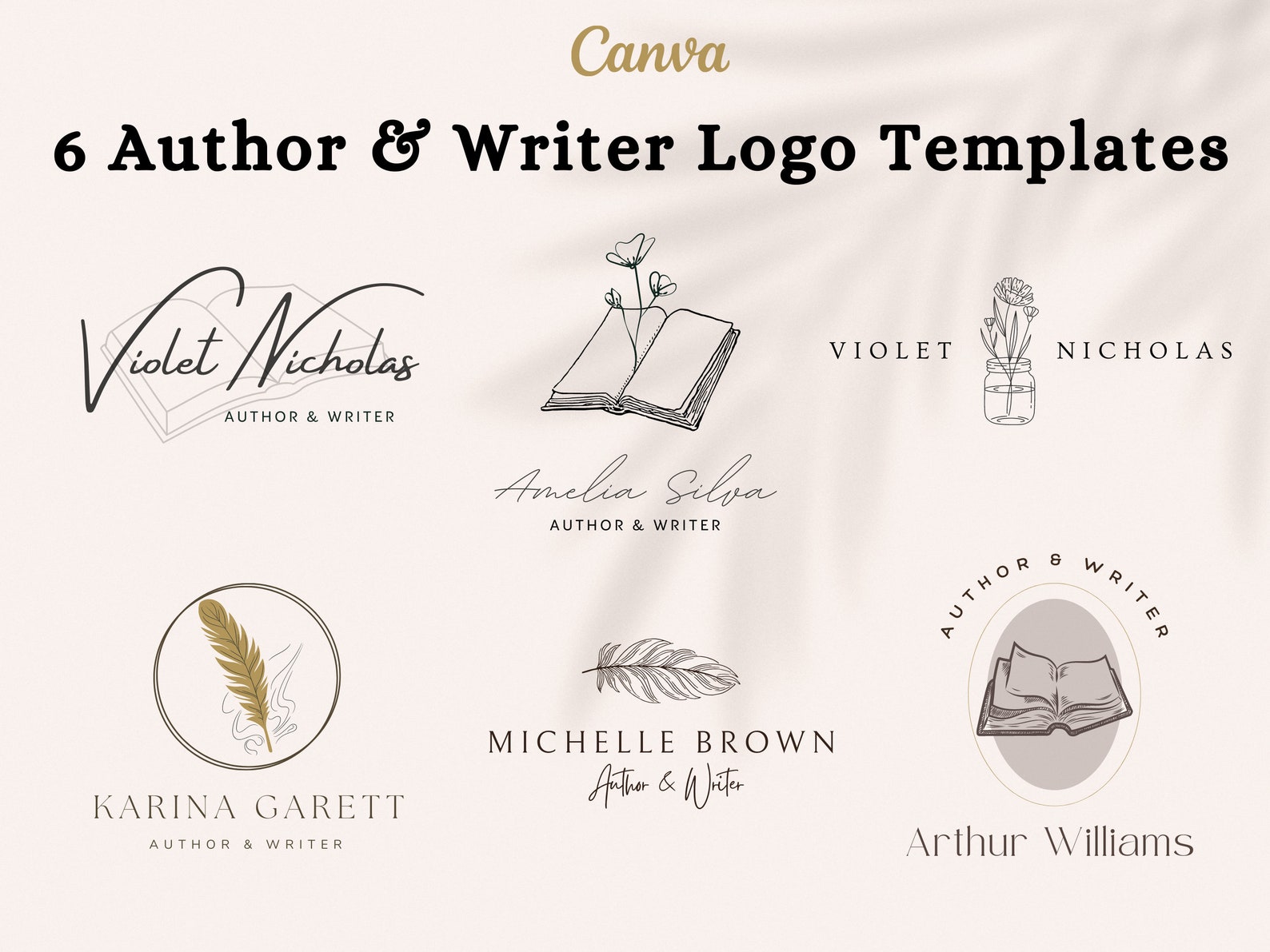 Author Logo Design, Writer Logo, Logo for Authors and Writers, Blogger ...