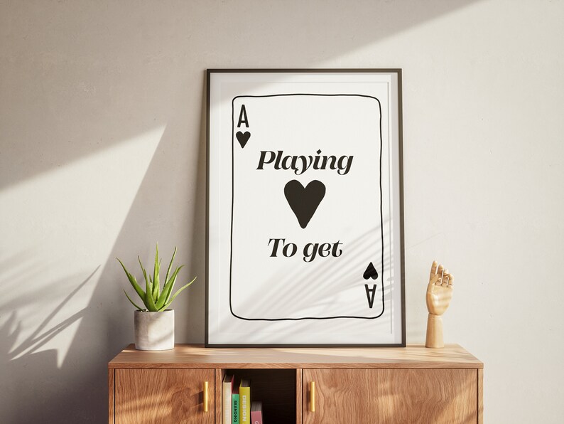 Trendy Retro Playing Card Poster, Aesthetic Ace Print, Trendy Wall Art ...