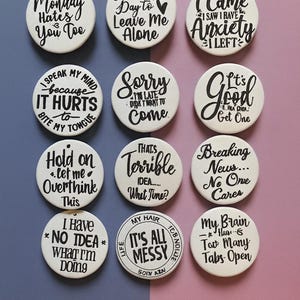 Sarcastic and Humorous Badges, Suits All Ages, Fun Badges SET 1 - Etsy