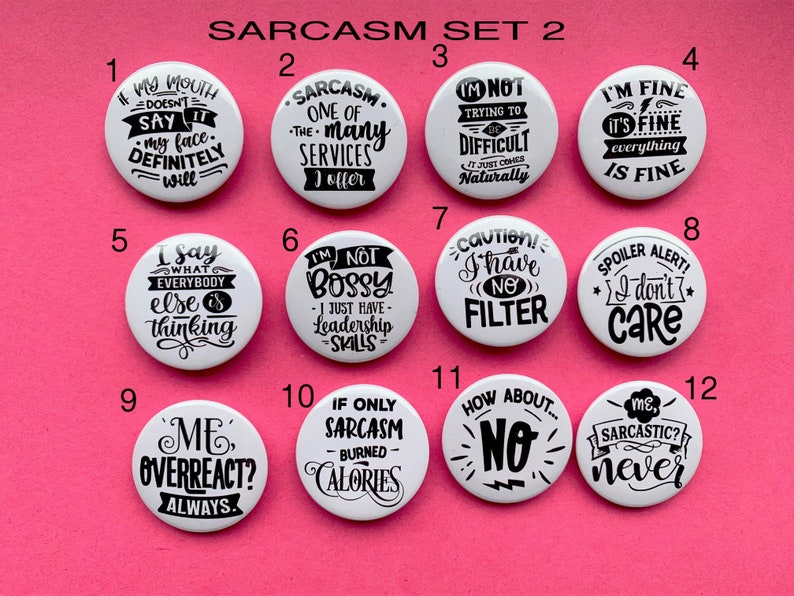 Sarcastic and Humorous Badges, Suits All Ages, Fun Badges SET 2 - Etsy