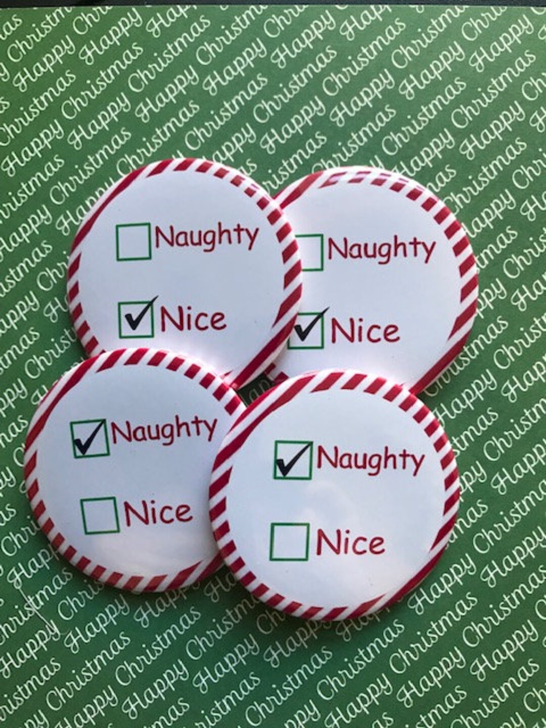 Naughty or Nice Christmas Badges - Etsy UK
