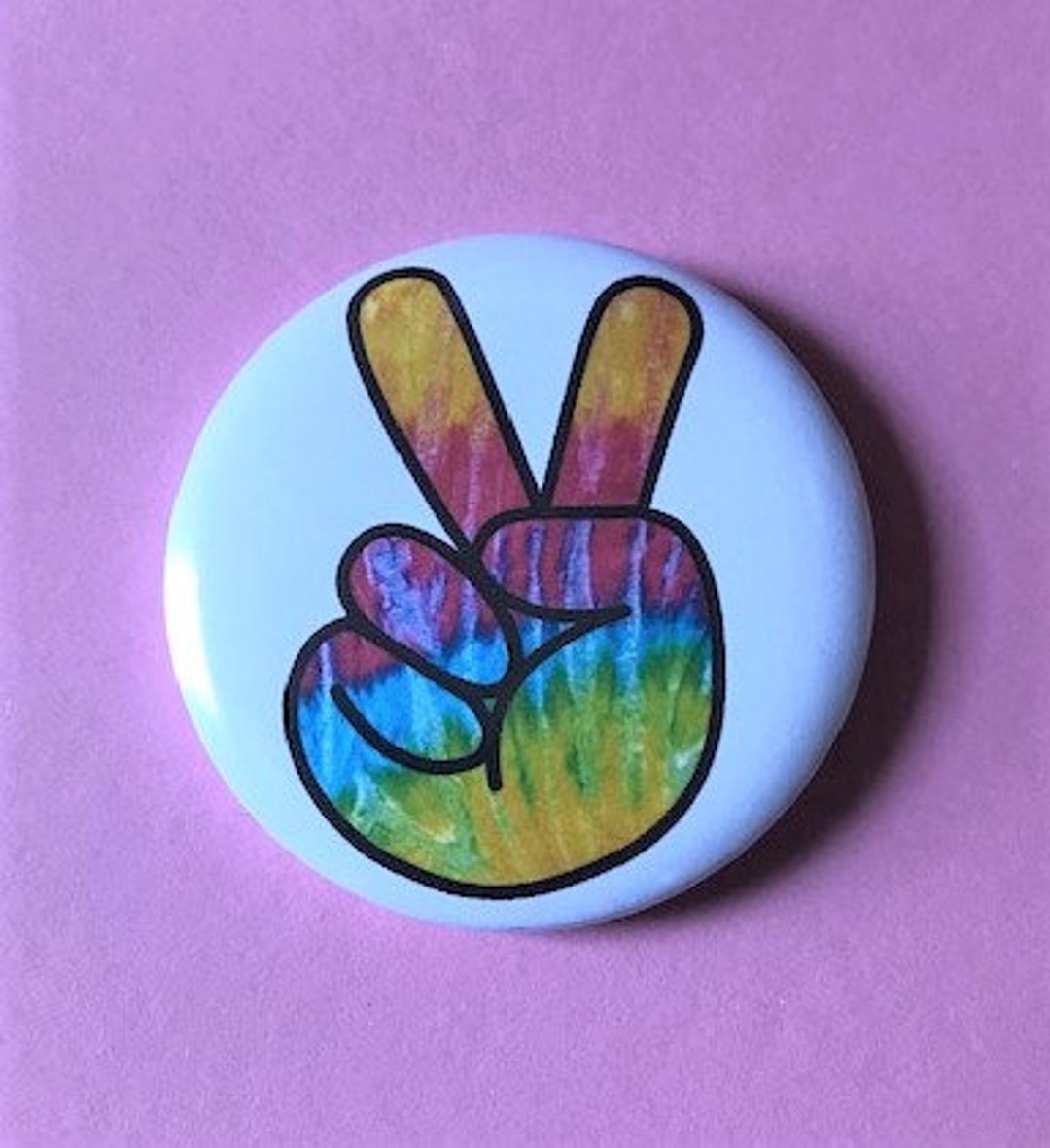 Colourful Peace Sign Badge V Sign - Etsy