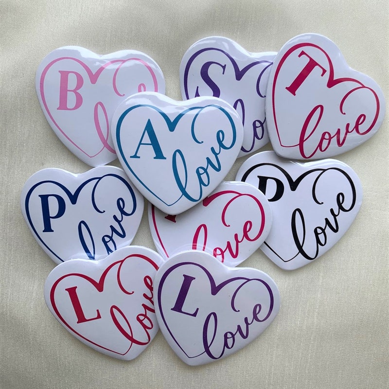 Heart Badge With Letter - Etsy UK