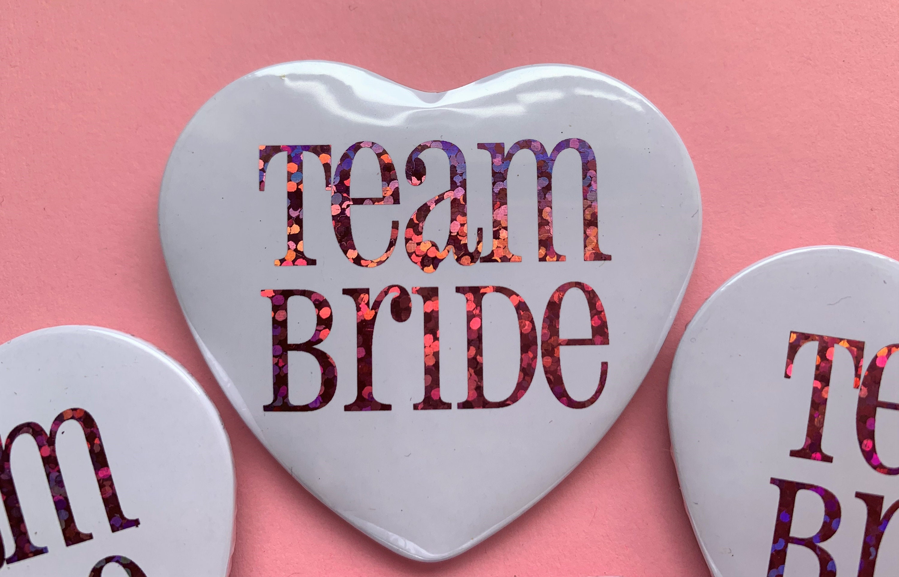 Team Bride Heart Shaped Pin Badges, Hen Party. - Etsy UK