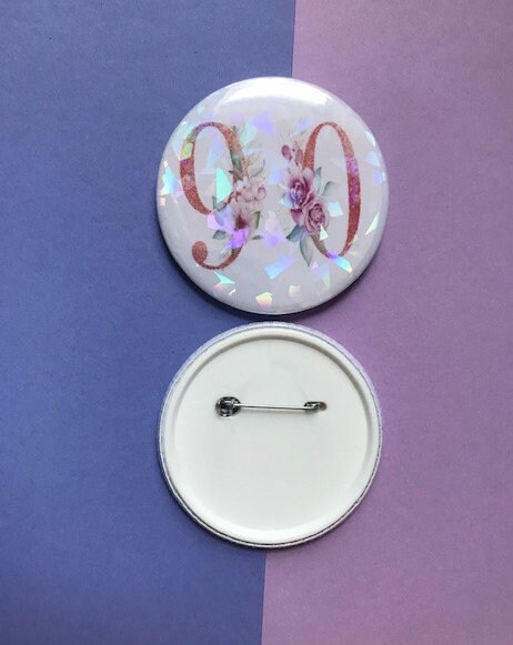 90th Birthday Sparkly Badge Happy Birthday 90 Years Old | Etsy