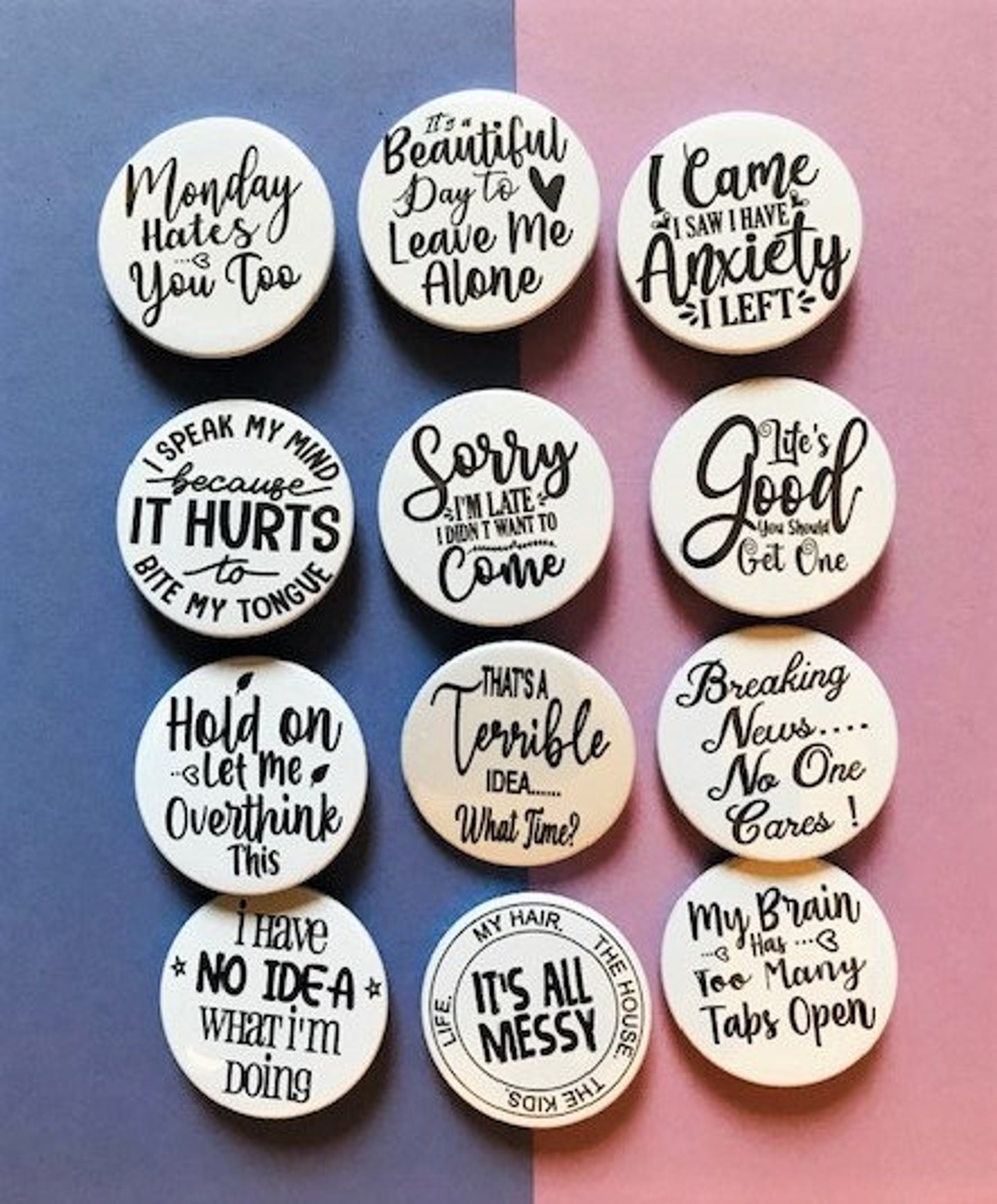 Sarcastic and Humorous Badges, Suits All Ages, Fun Badges SET 1 - Etsy