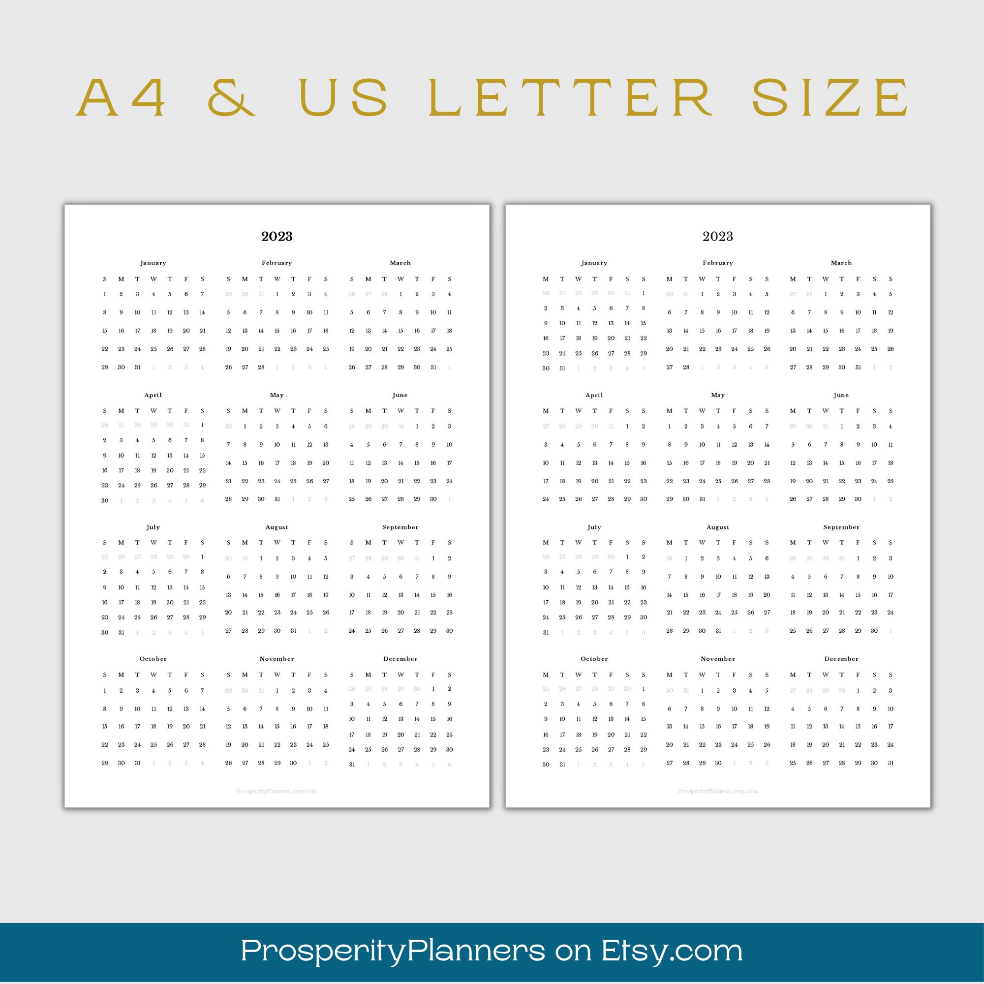 2023-2032 Jahre Kalender Printable Year At A Glance - Etsy.de