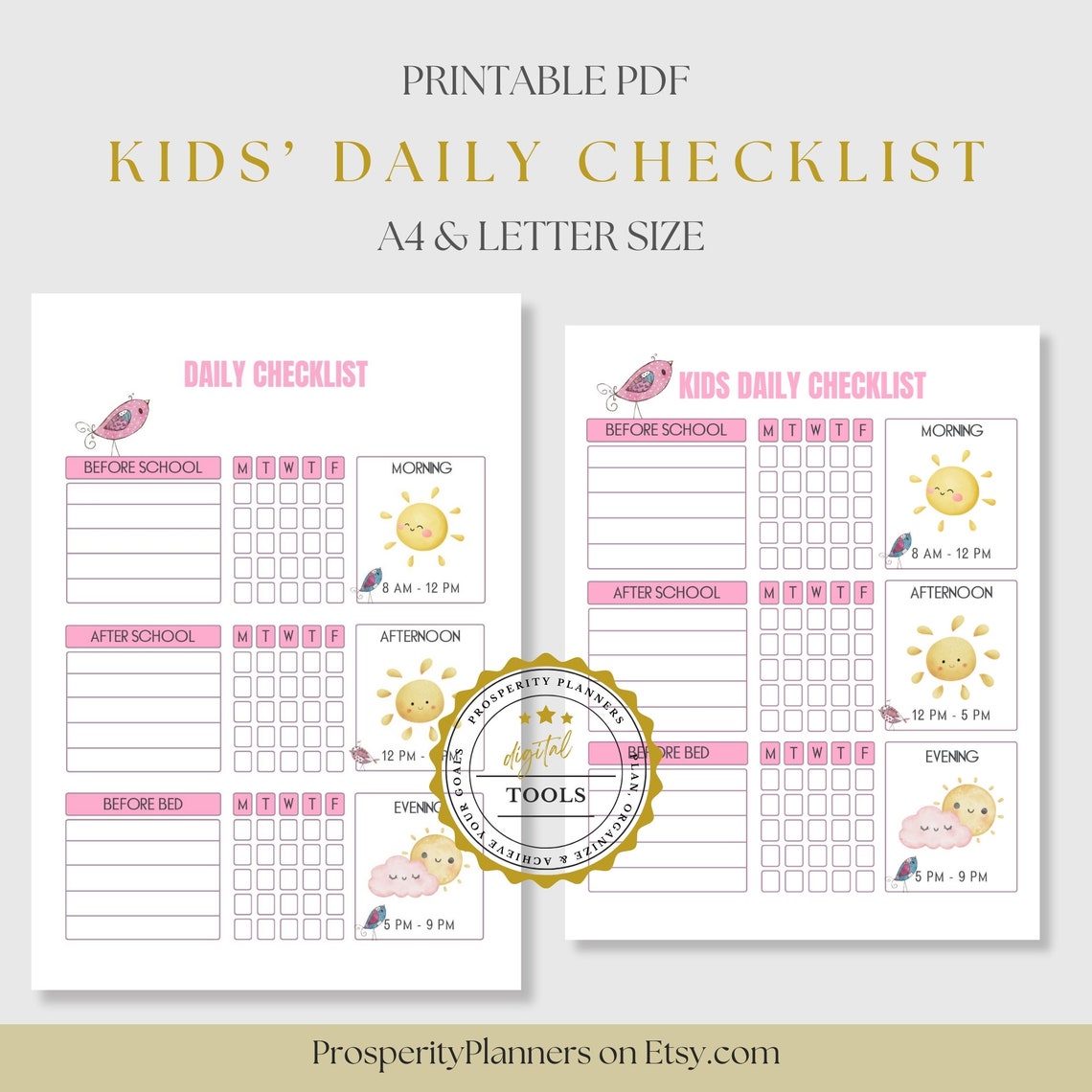 Daily Routine Responsibility Chart Kids School Checklist Homeschool ...