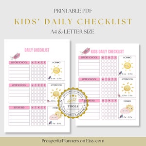 Daily Routine Responsibility Chart Kids School Checklist Homeschool ...