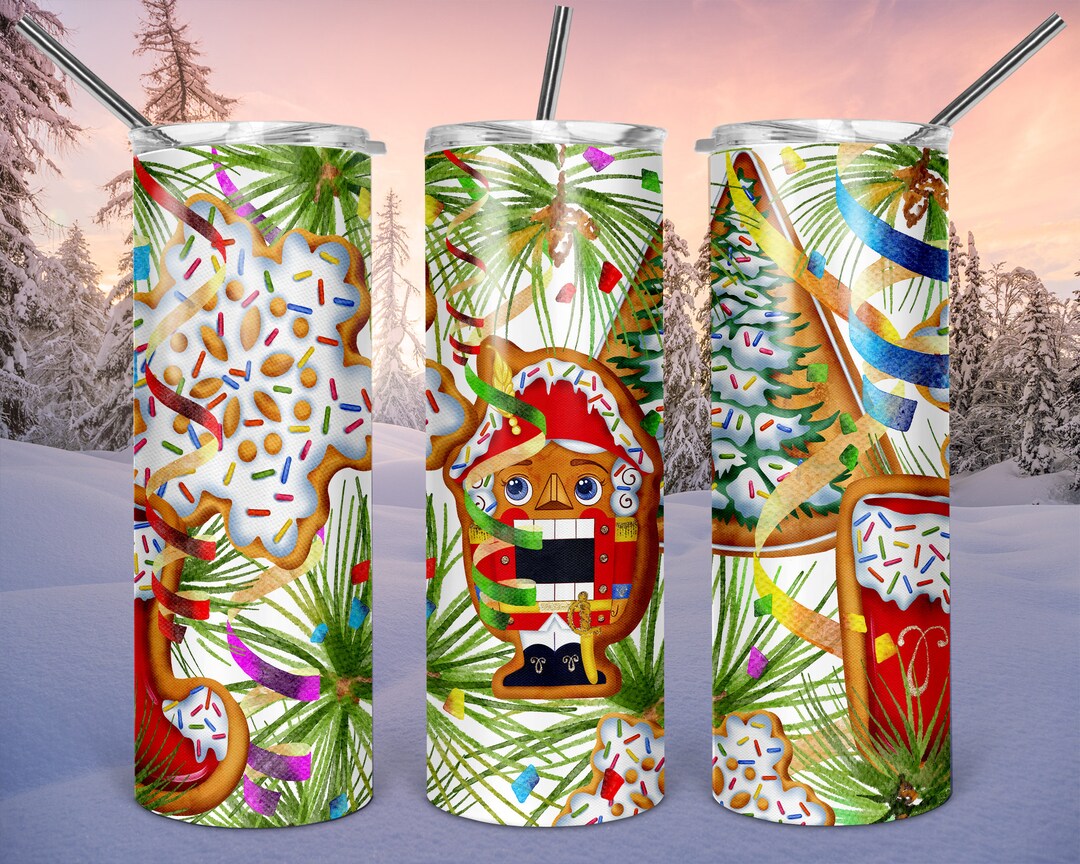 Merry Christmas Cookies 20oz Skinny Sublimation Full Wrap Tumbler PNG ...