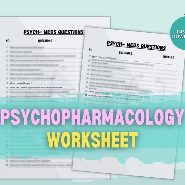 Psychopharmacology Algorithm Cheat Sheets - Etsy Canada