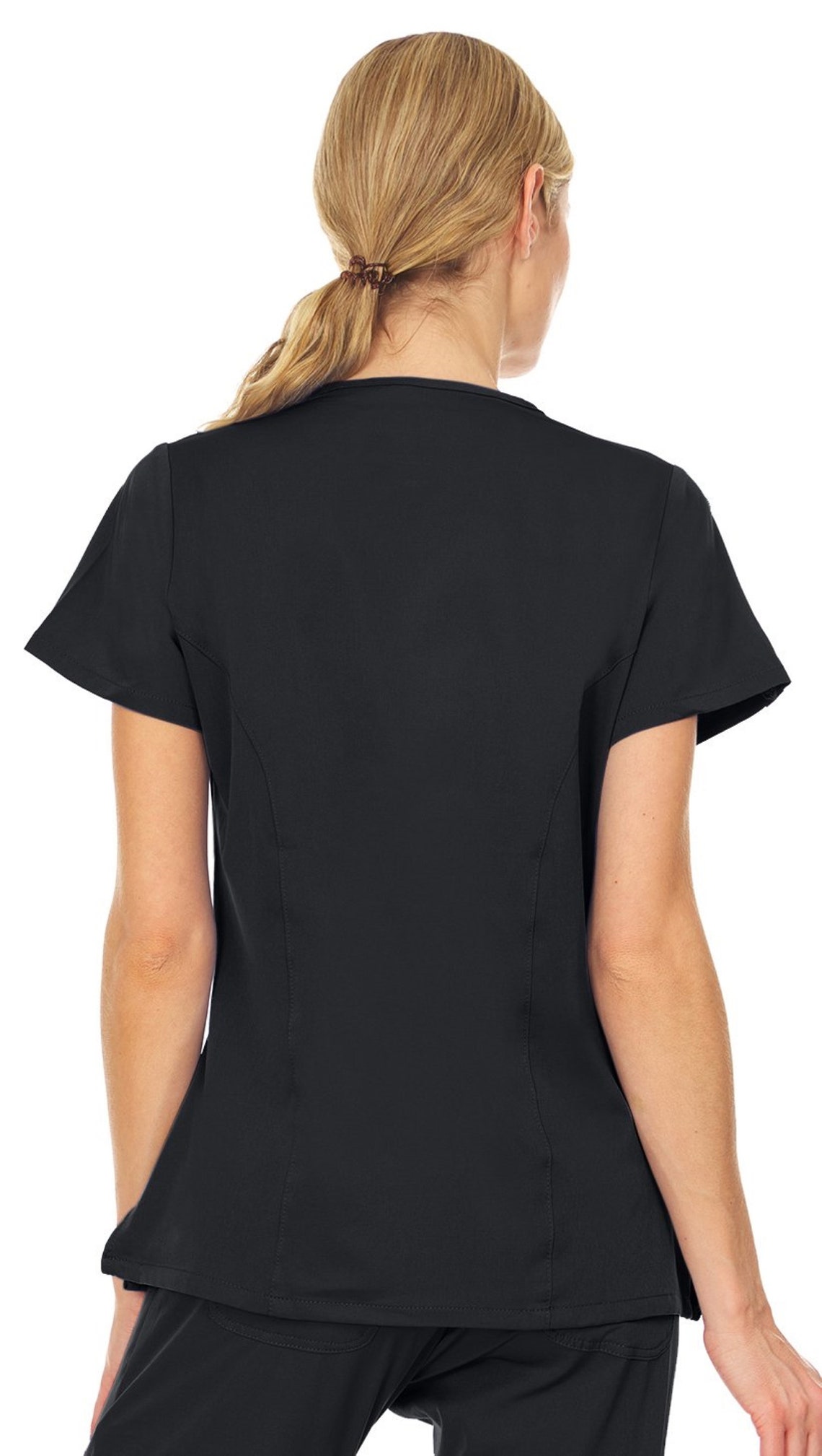 Women's Scrub Top-stretch Xxs-5x Black - Etsy