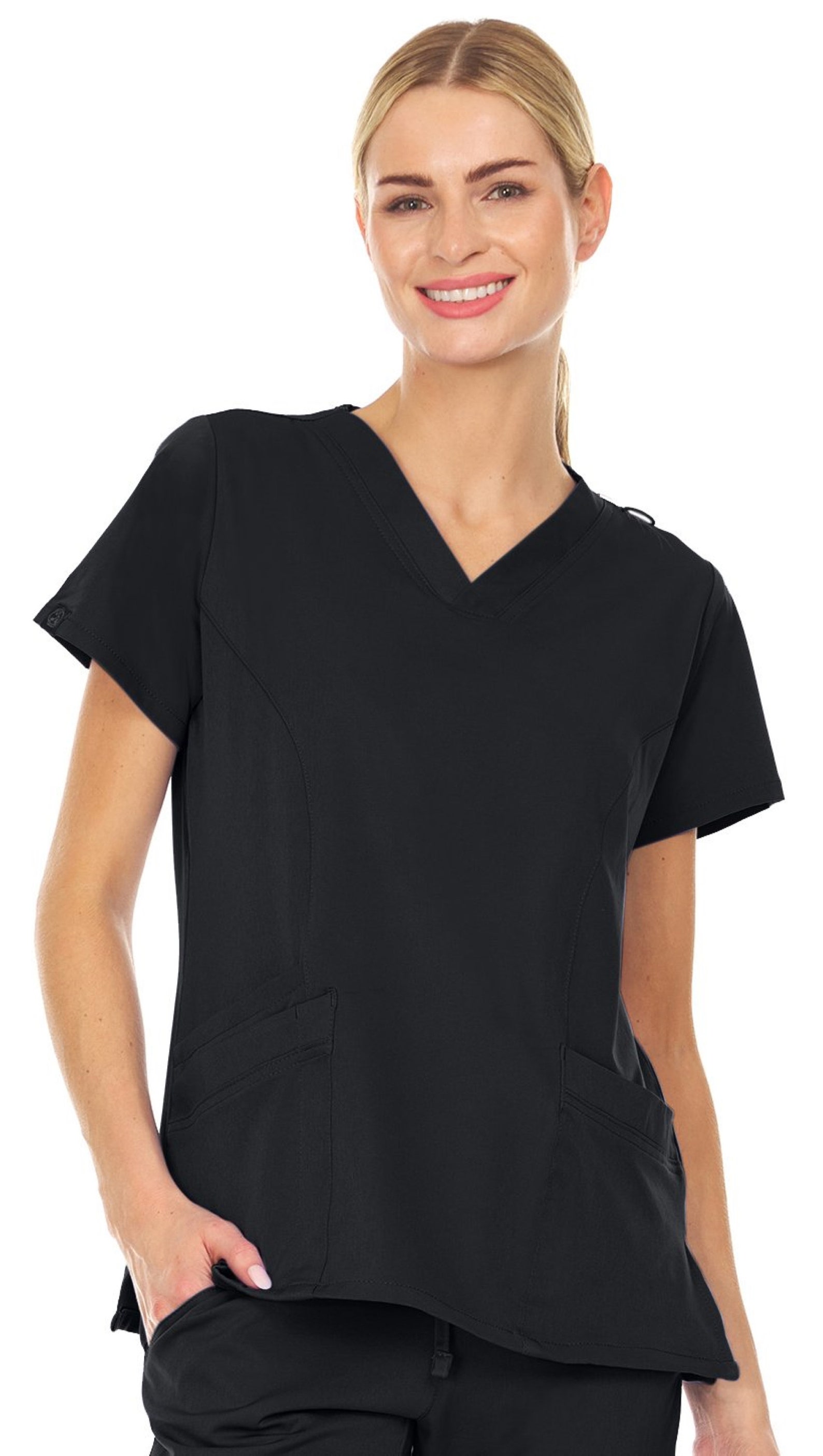 Women's Scrub Top-stretch Xxs-5x Black - Etsy