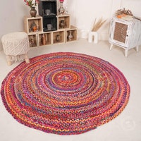 Cottagecore Flower Meadow Round Rug, Floral Round Area Rug Wildflowers ...