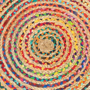 Hand Braided Round Chindi and Jute Rug/ Custom Size Natural Circle Jute ...