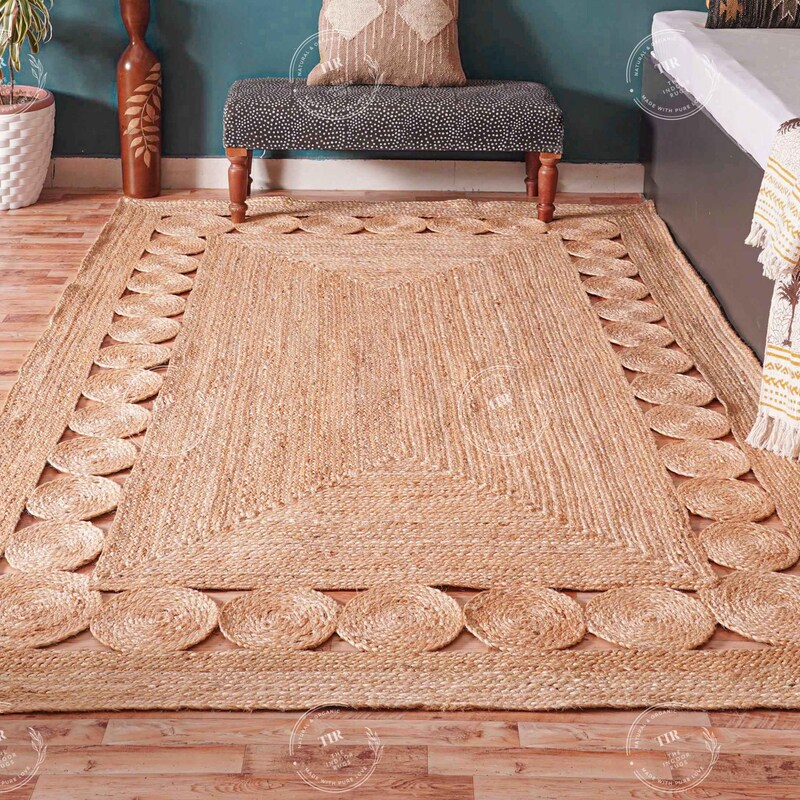 Jute Floral Rug - Etsy