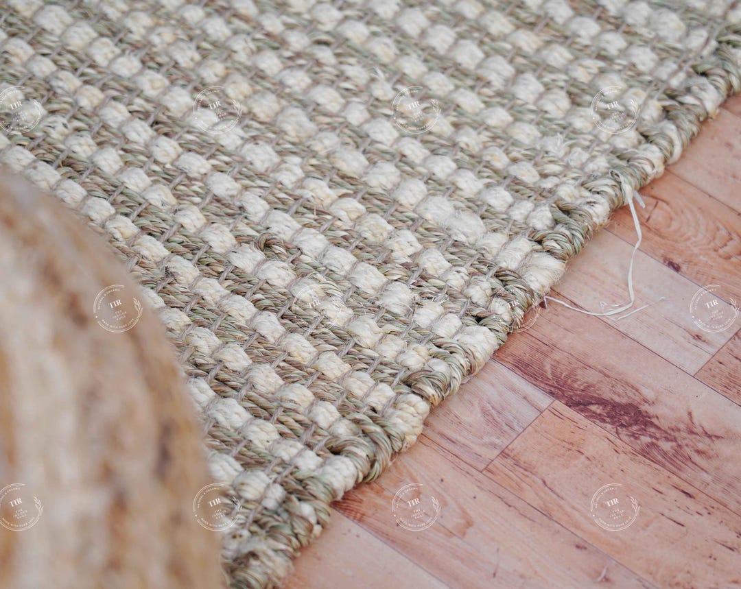 6x9.8 X 10 Ft White and Natural Hemp Jute Rungs-extra Large Jute Rugs ...