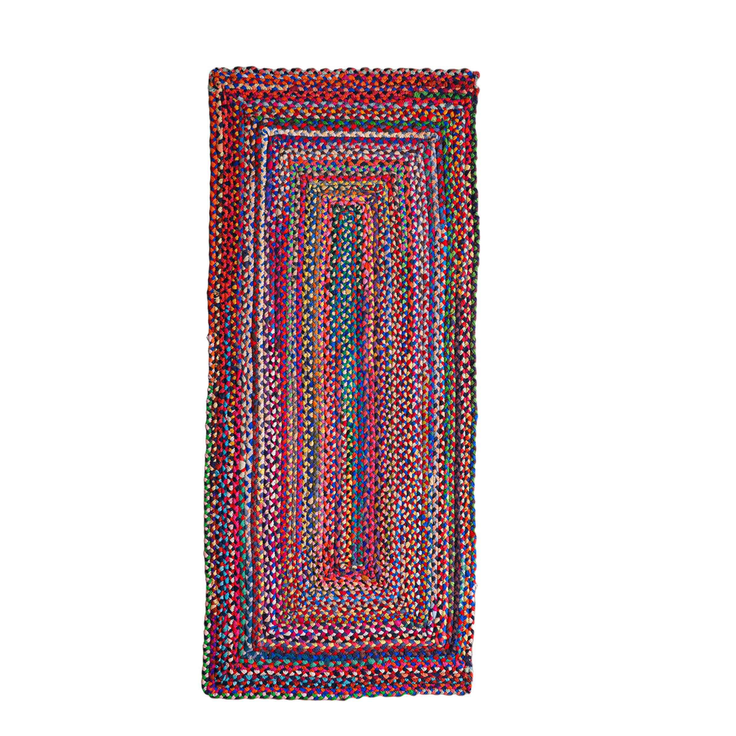 Handbraided Cotton Runner Rugs : Multicolor Chindi Large Size Runner ...