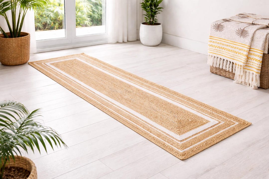 Handmade Jute Braided Runner Rug, Bohemian Area Rug, Hallway Jute ...