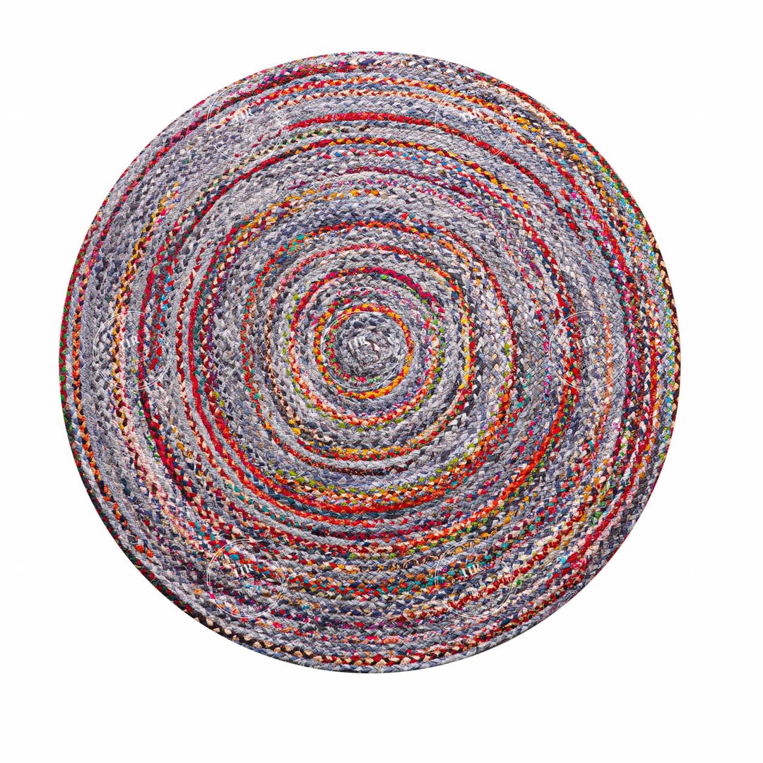 Cotton Multi-color Round Rugs Indian Handmade Cotton Round Purely Rugs ...