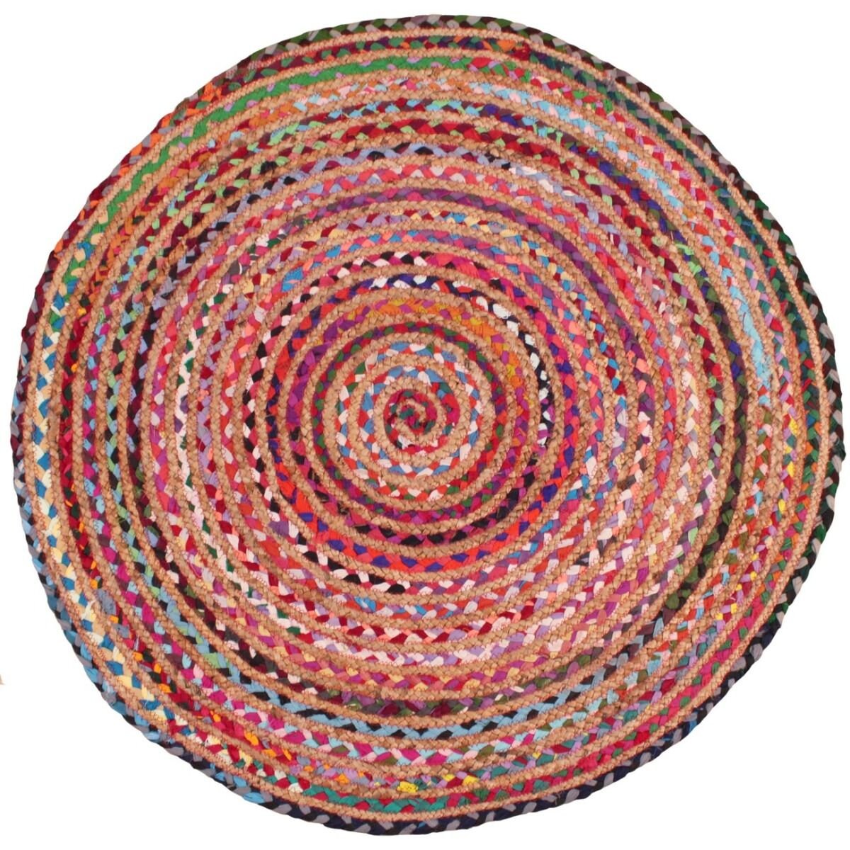 Cotton Multi-color Round Rugs Indian Handmade Cotton Round Purely Rugs ...