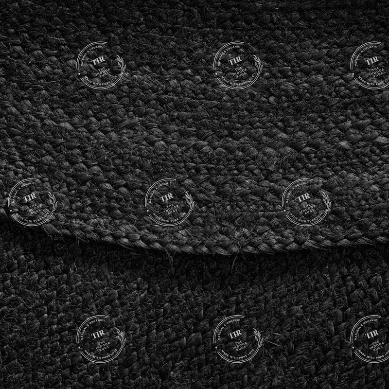 Half Round Black Jute Rug - Etsy