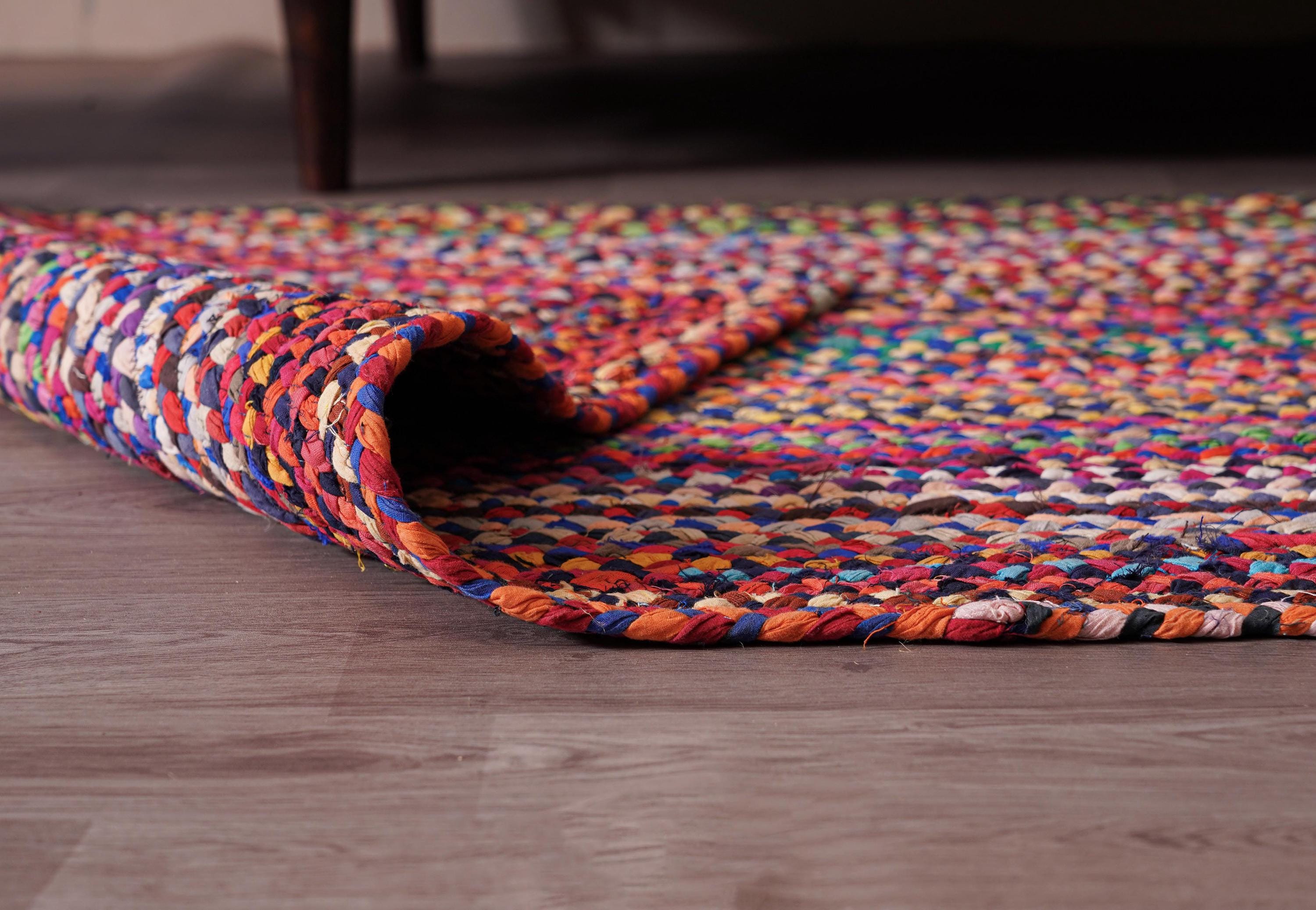Handbraided Cotton Runner Rugs : Multicolor Chindi Large Size Runner ...