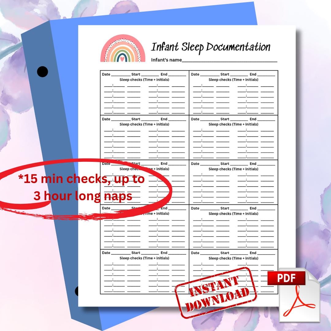 Infant Nap Log, 15 Min Nap Checks, Daycare Forms, Child Care Forms ...