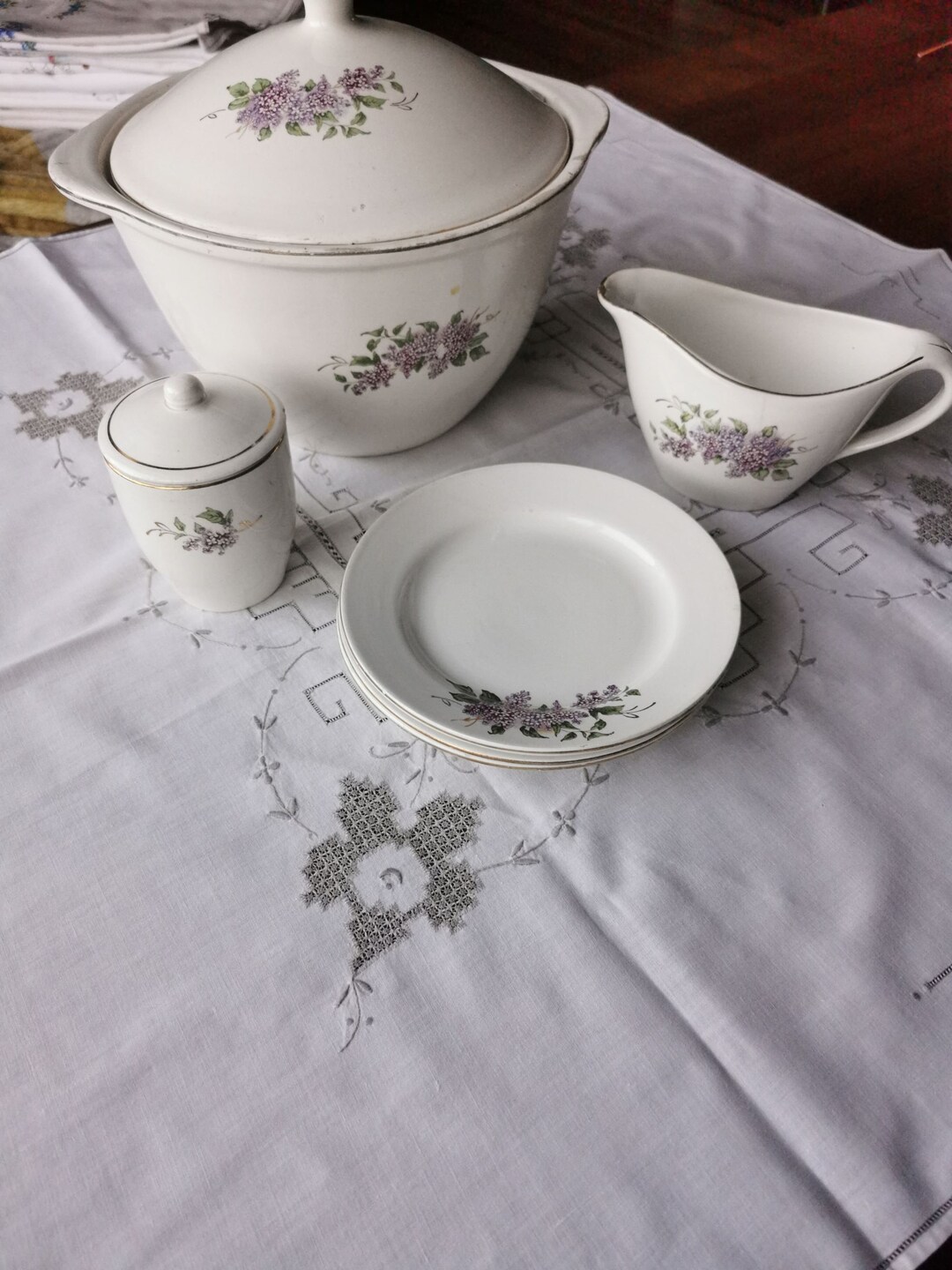 Vintage Handmade Tablecloth Topper French Antique White Tablecloth Hand ...