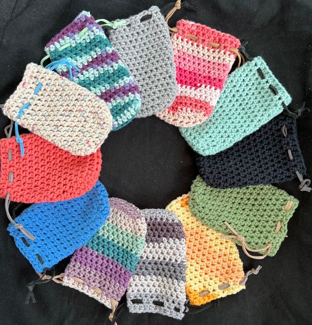 Crochet Pouch, Drawstring Bag, Trinket Pouch - Etsy