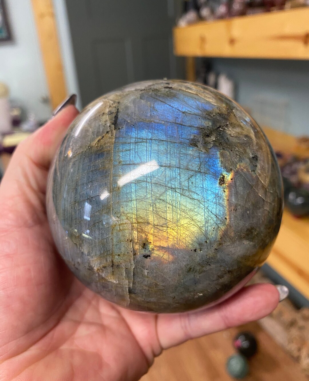 Huge Labradorite Sphere 3lbs With Stand - Etsy